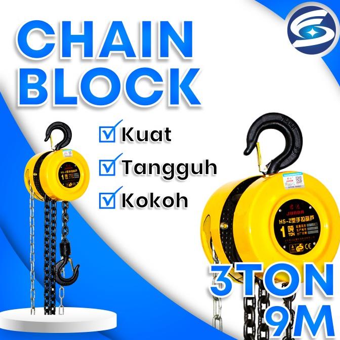 Jual Chain Block 3 Ton 9 Meter Takel Katrol Kerekan 3 Ton 9 Meter Hu ...