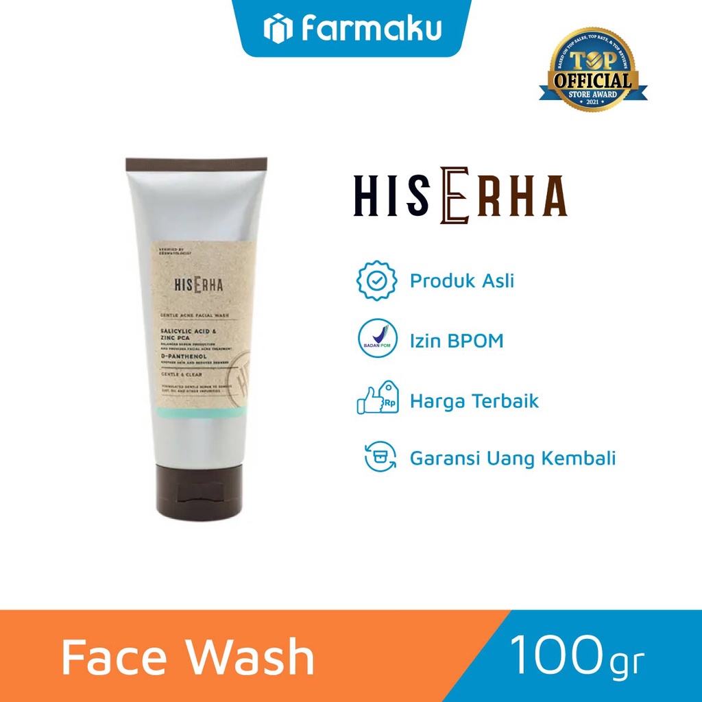 Jual His Erha Facial Wash Gentle Acne Tube 100 gr | Shopee Indonesia