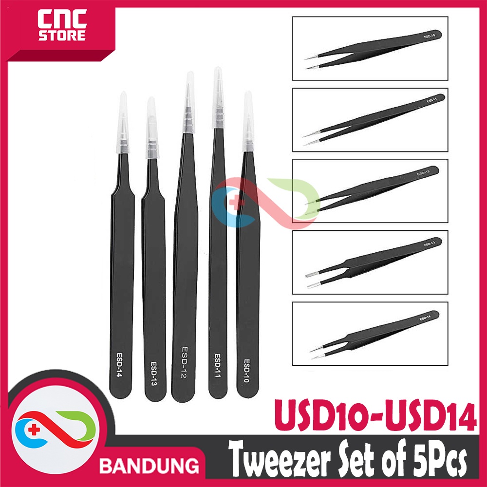 Jual PINSET TWEEZER SET 5 PCS STAINLESS STEEL KIT REPAIR TOOL | Shopee ...