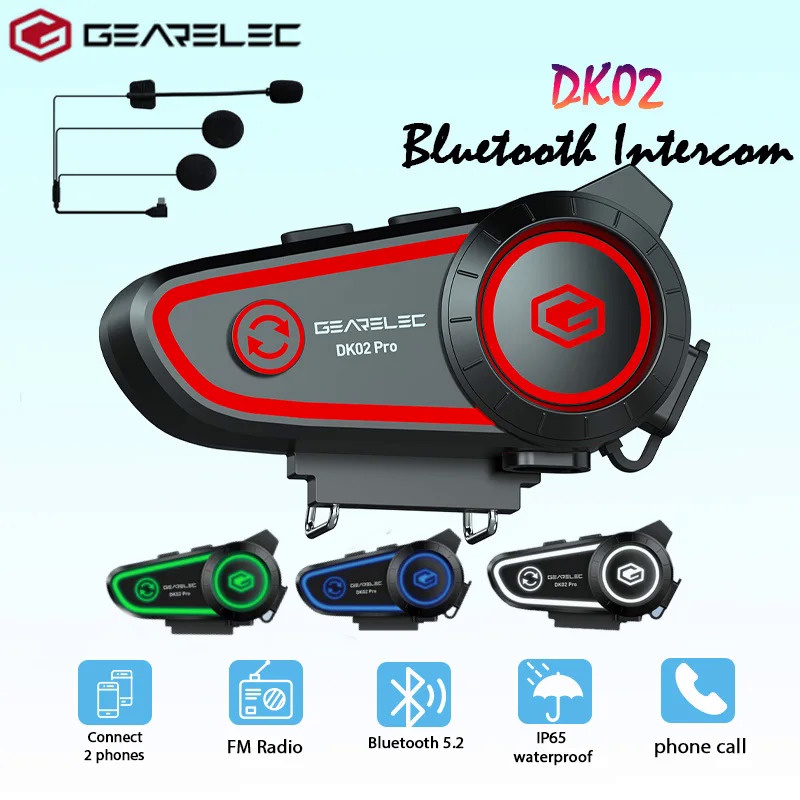 Jual GEARELEC DK02 Pro Motorcycle Helmet Bluetooth 5.2 Intercom Headset ...