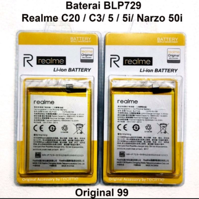 Jual Baterai Realme 5 / BLP:729 5i / C3 / C20 / Narzo 50i Original 99% ...