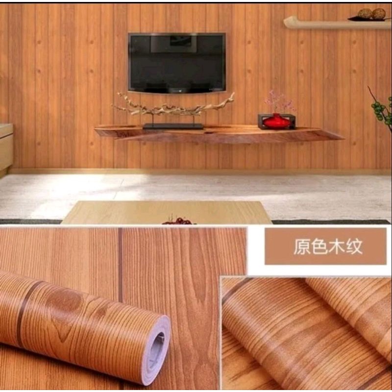 Jual Wallpaper dinding kayu garis hitam, ukuran 10m x 45cm | Shopee ...
