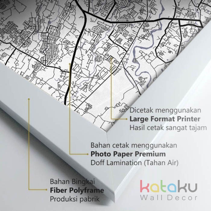 Jual Bandung City Map Art Hiasan Dinding Poster Peta Bandung Wall Decor ...