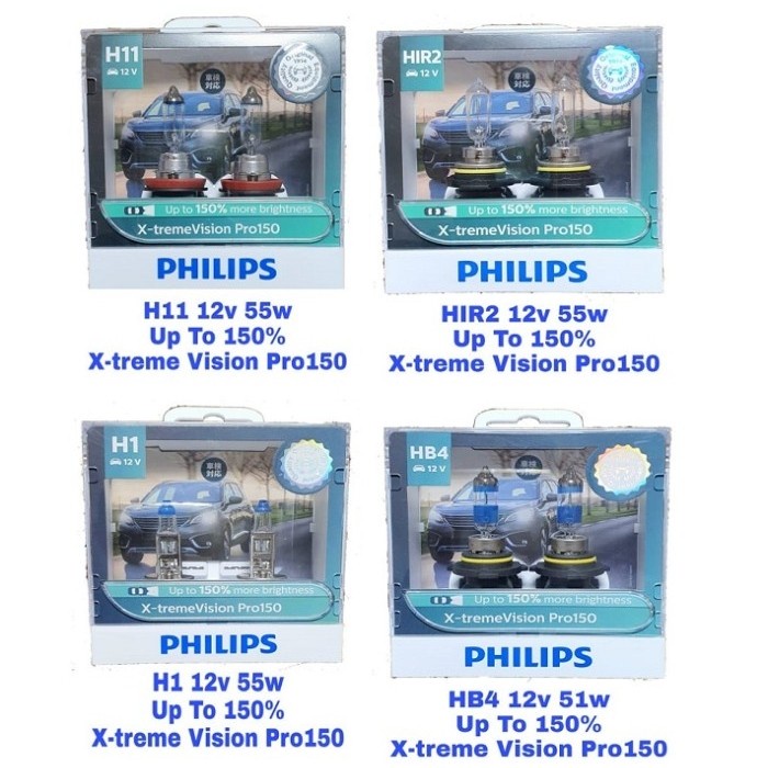 Jual Philips Xtreme Vision Pro150 H1 H3 H4 H7 H11 Hb3 Hb4 Hir2 Original ...
