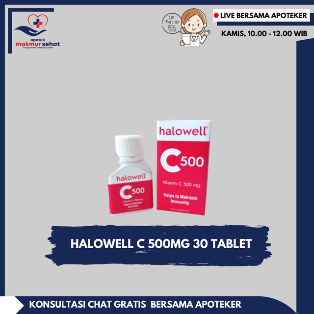 Jual Halowell C (Vitamin C) 500 mg 30 Tablet | Shopee Indonesia