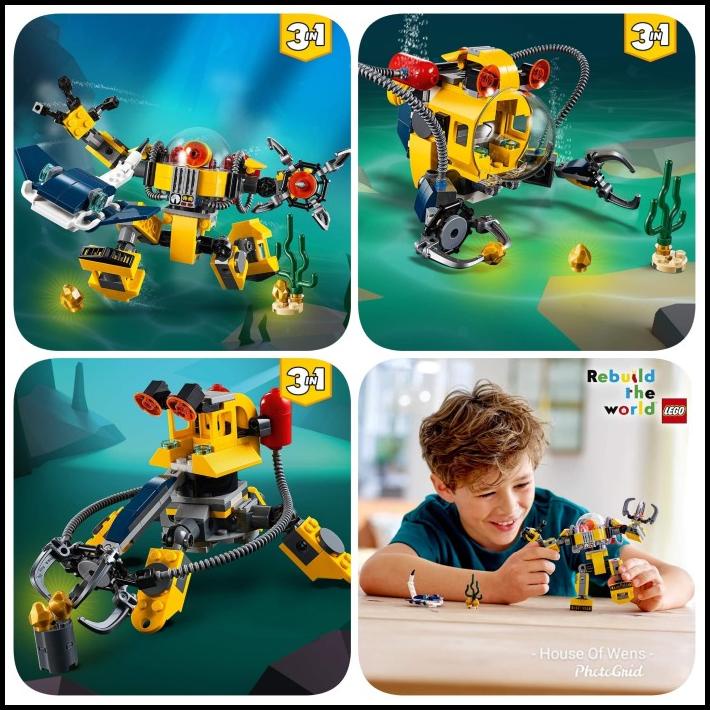 Jual TERMURAH LEGO 31090 CREATOR UNDERWATER ROBOT CRAINE AND SUBMARINE ...