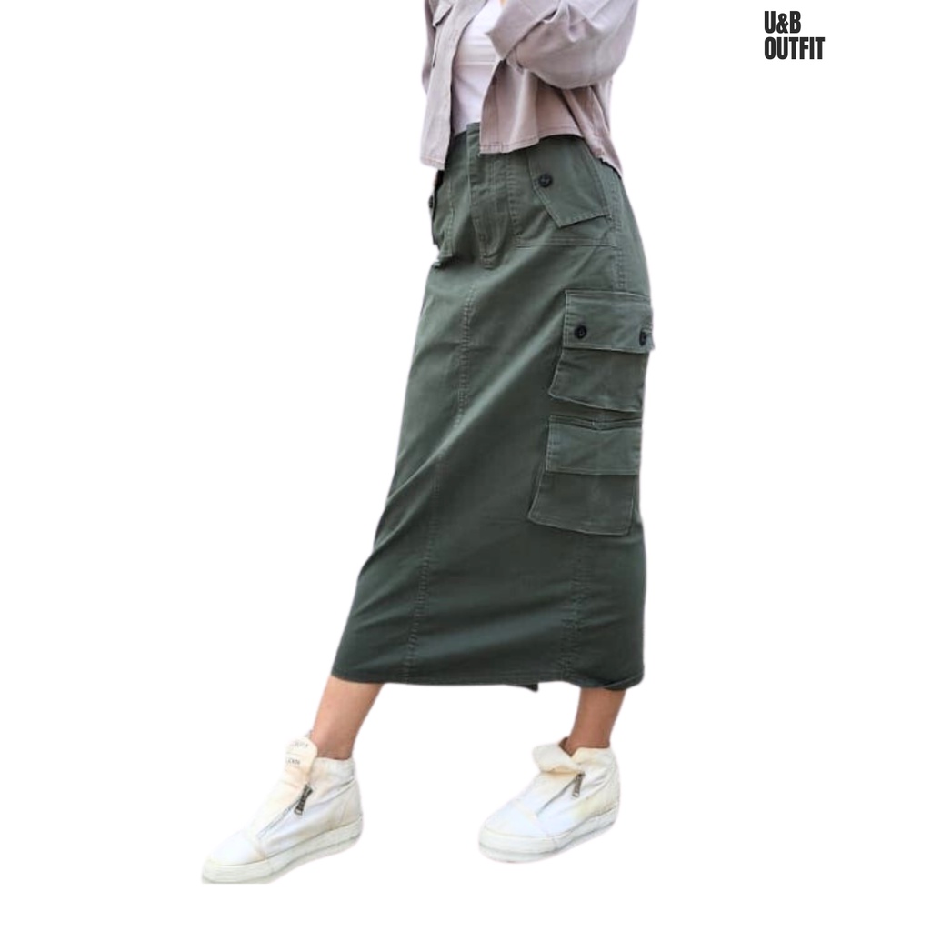 Jual U&B Outfit - Rok Cargo Chinos C-103 / 6 Warna / Skirt Cargo Wanita | Shopee Indonesia