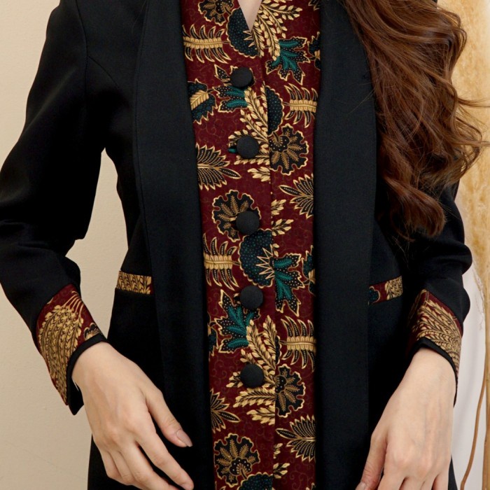 Jual Jas Blazer Batik Wanita Asn Pns Model 5001 Warna Hitam Set Celana ...