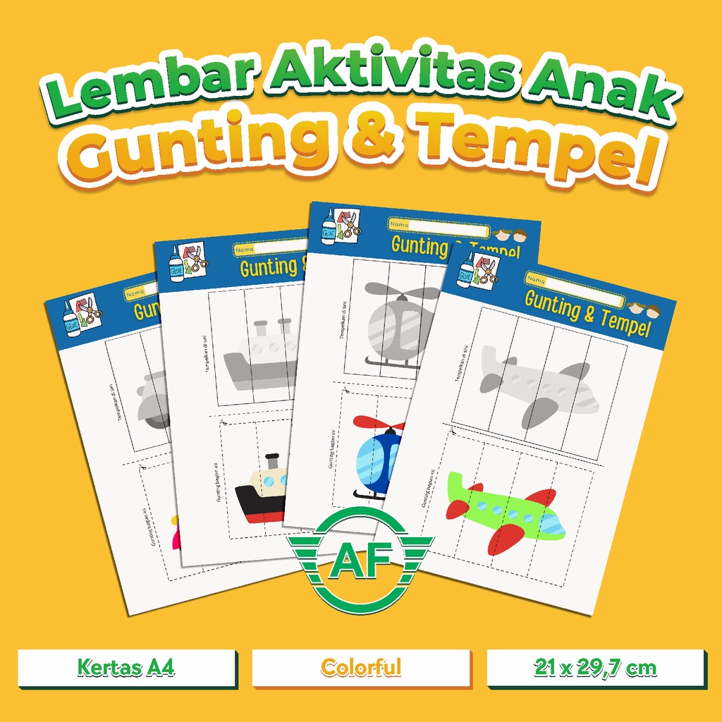 Jual Lembar Aktivitas Gunting & Tempel Tema Kendaraan 1 | Worksheet ...