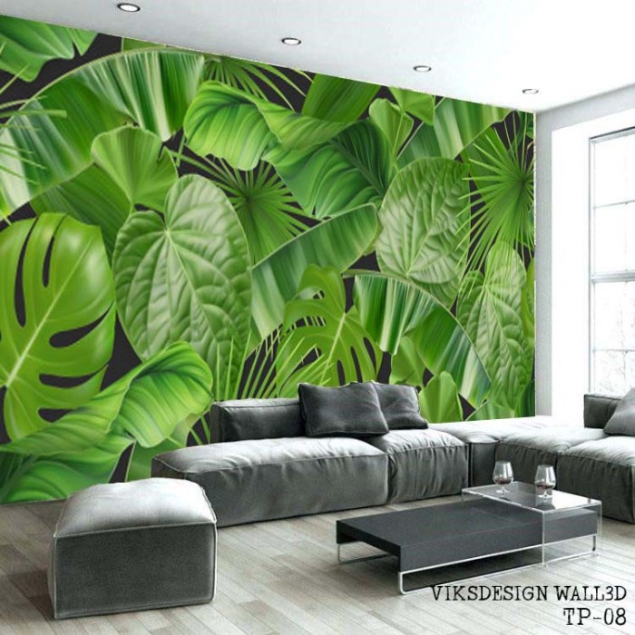 Jual Pusat Cetak Wall Stiker 3D, Wallpaper Custom Gambar Daun Alami 3D ...