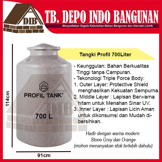 Jual TANGKI AIR PROFIL TANK 700 LITER TDA LT TANDON PLASTIK | Shopee ...