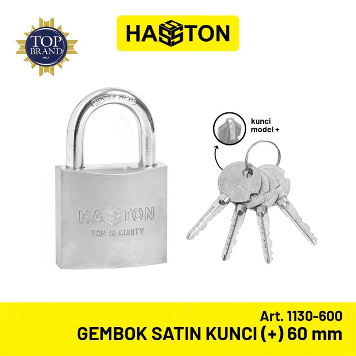 Jual Ready Hasston Gembok Satin 60mm Kunci (+) / Padlock Heavy Duty ...