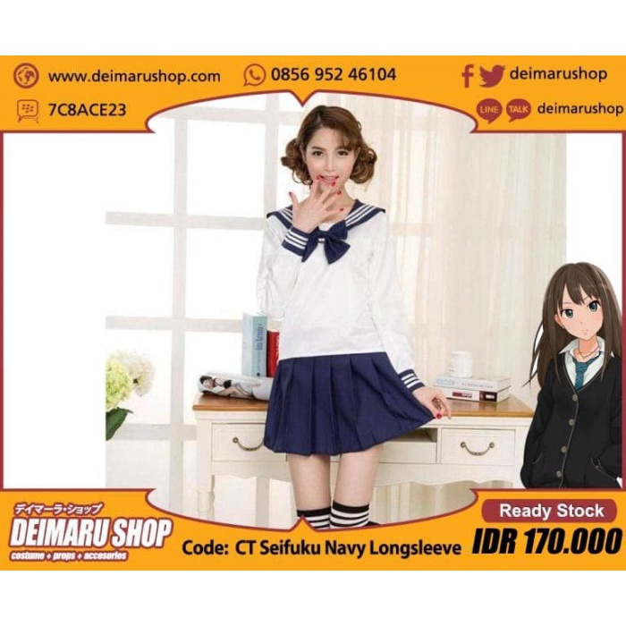 Jual Kostum Seragam Sekolah Jepang Cosplay - Ct Seifuku Navy Longsleeve ...