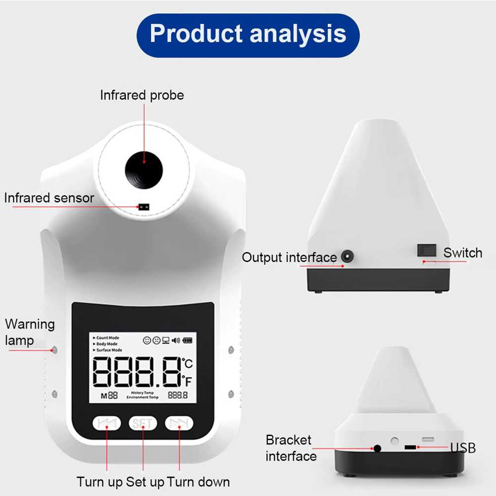 Jual MOMO Thermometer Dinding Forehead Infrared Non Contact - K3-Pro ...