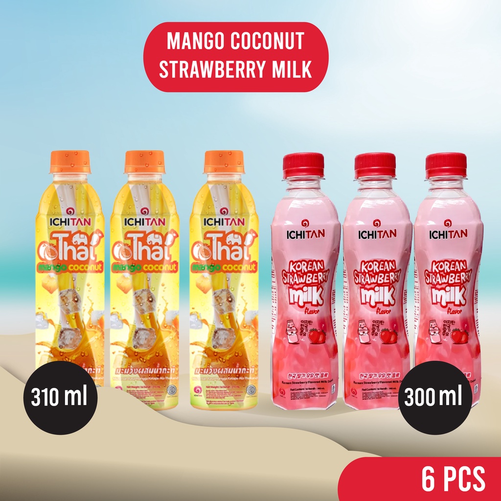 Jual Ichitan Mango Coconut and Ichitan Korean Strawberry Milk 310ml | Bundling 6 | Shopee Indonesia