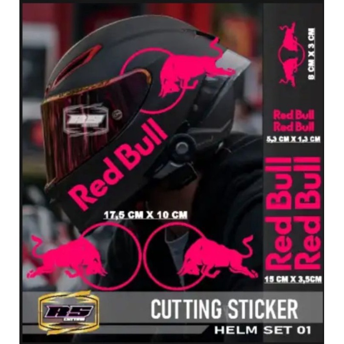 Jual stiker helm Red Bull, 1 set, full set, cutting stiker, real pict ...
