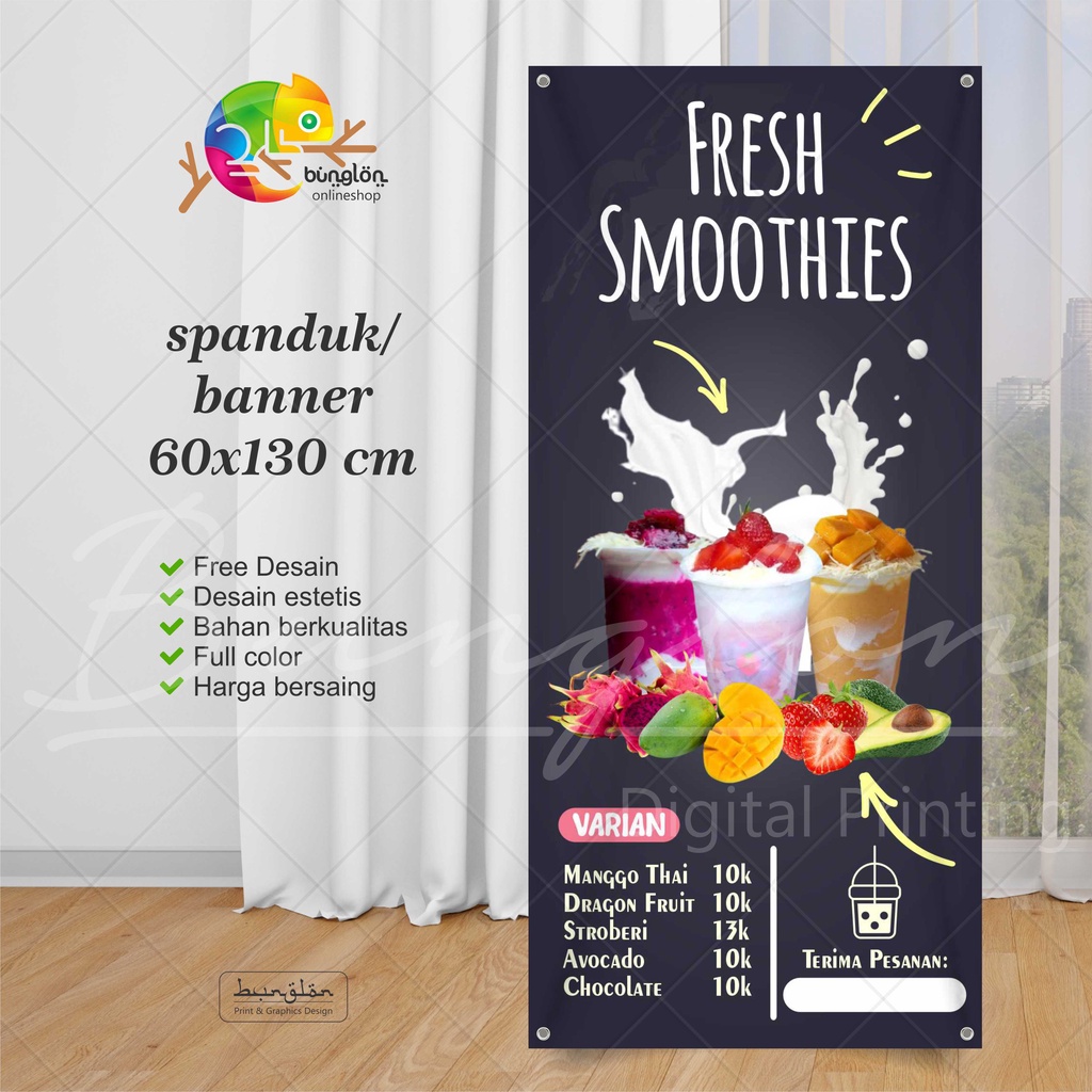 Jual Spanduk Banner Fresh Smoothies, Smoothies Fruits Model Hitam ...