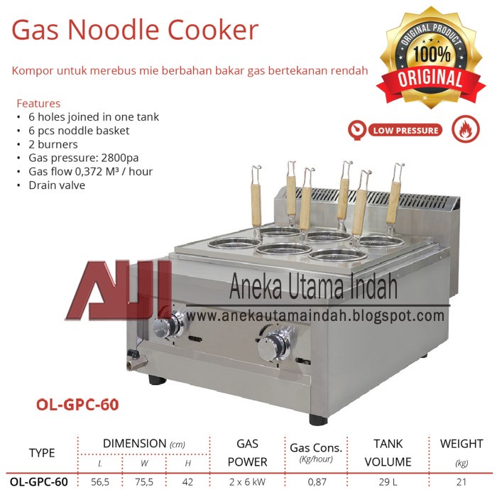 Jual Getra Ol-Gpc-60 Portable Gas Noodle Cooker - Mesin Perebus Mie 6 Hole | Shopee Indonesia