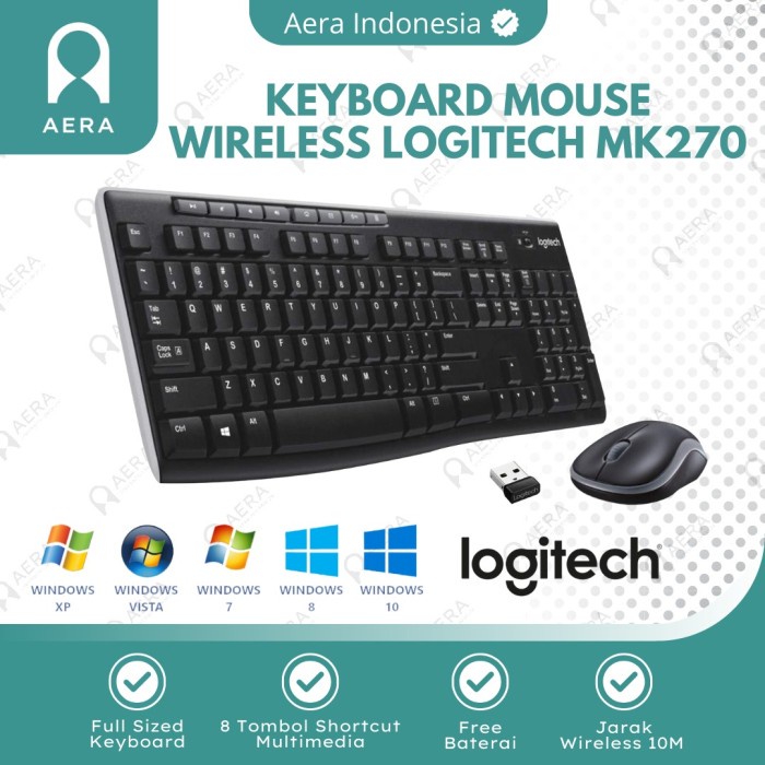 Jual AERA LOGITECH MK270 KEYBOARD MOUSE WIRELESS KEYBOARD USB WIRELESS ...