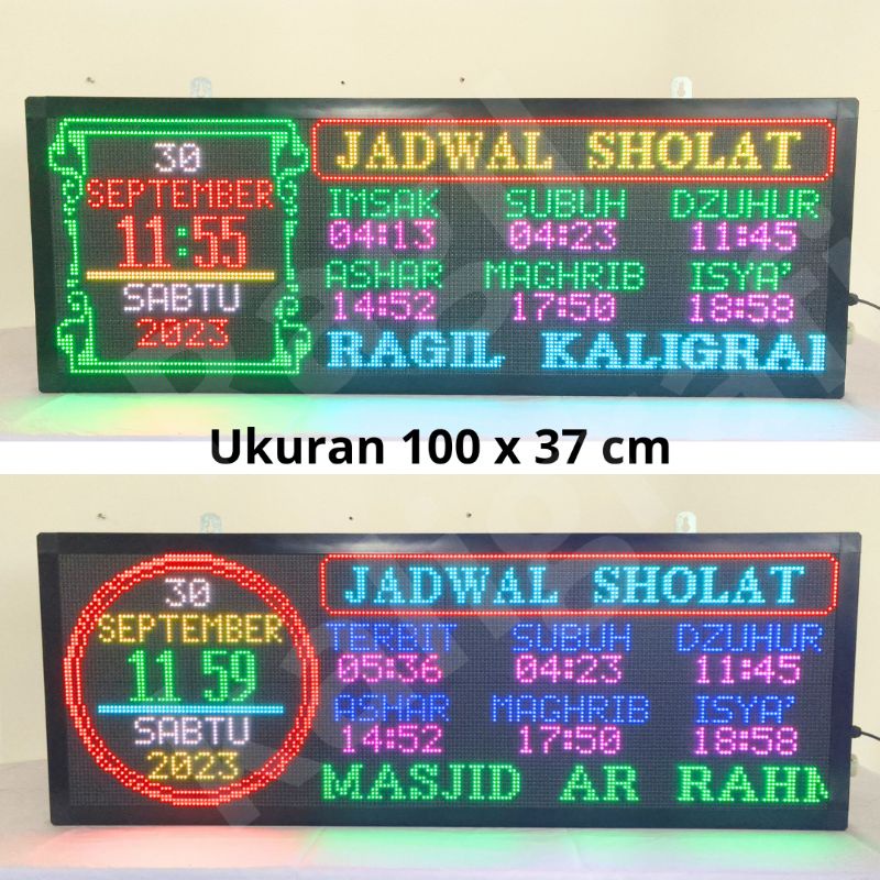 Jual Jam Sholat Digital full color ukuran 100 x 35 cm JWS P5 RGB JAM ...