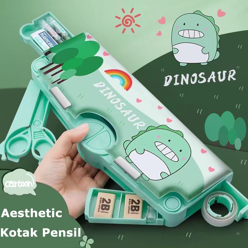 Jual Kotak Pensil Aesthetic Multifungsi Lengkap Peruncing Gunting ...