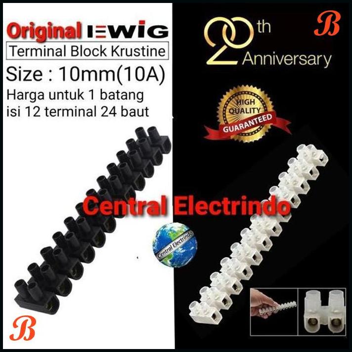 Jual TERMINAL KRUSTIN 10MM 10A EWIG PUTIH HITAM. | EKL | Shopee Indonesia