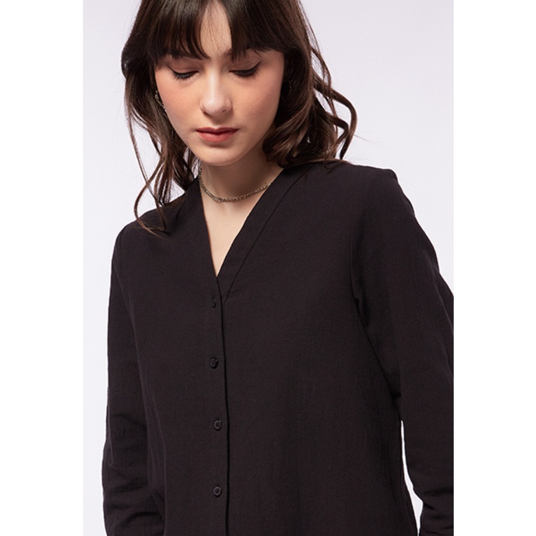 Jual Et Cetera Adjustable String Long Sleeve Blouse BLACK | Shopee ...