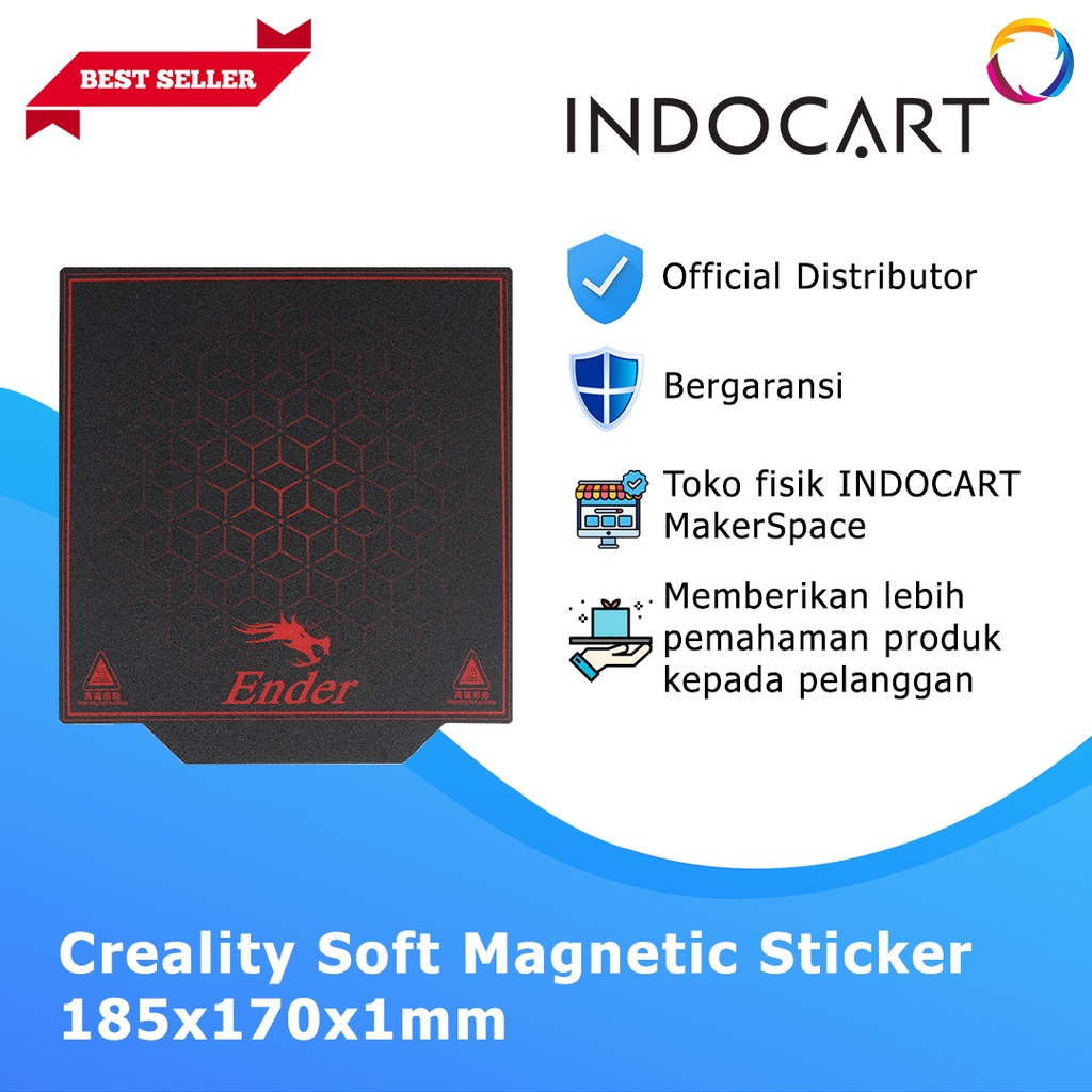 Jual INDOCART Soft Magnetic Build Plate Sticker 185x170x1mm-Ender-2 Pro ...