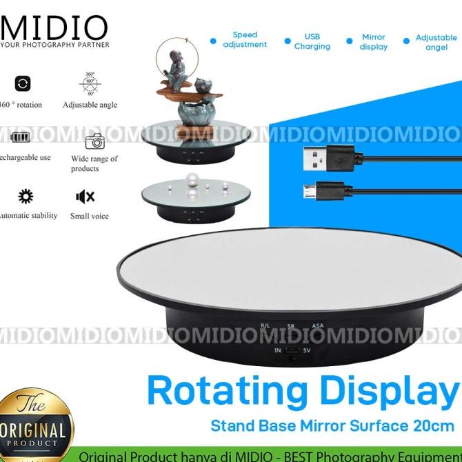 Jual Turn Table Display Table Rotary Rotasi 360 Plus Kaca Diameter 20cm ...