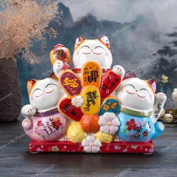 Jual [Original] Kucing Hoki Trio / Maneki Neko Trio / Triplet Fortune ...