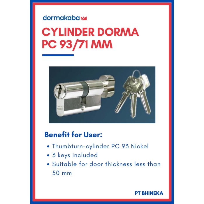 Jual [New] Dorma Cylinder Pc 93/100 Mm Thumbturn-Cylinder Limited ...
