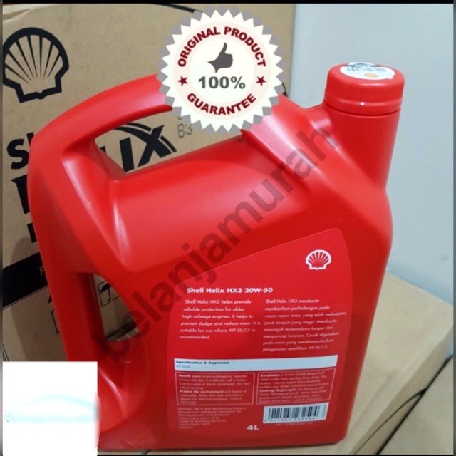 Jual Oli Shell Helix HX3 SAE 20w-50 Galon 4 Liter 100% ASLI best ...
