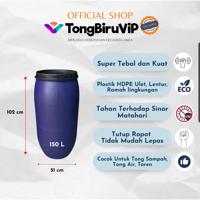 Jual 150L Tong Biru / Tong Sampah / Gentong Air/Drum murah & serbaguna ...