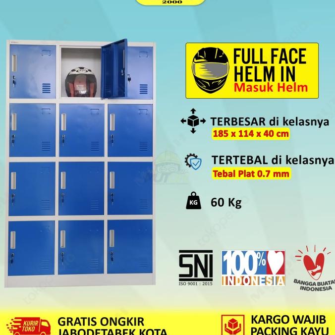 Jual New Loker Locker Besi 12 Pintu Jumbo Full Plat Masuk Helm Lj12P ...