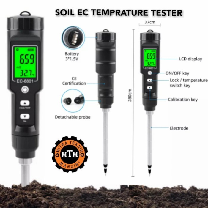 Jual ALAT UKUR SOIL TESTER EC TEMPRATURE DIGITAL BACKLIGHT EC-8801 ...