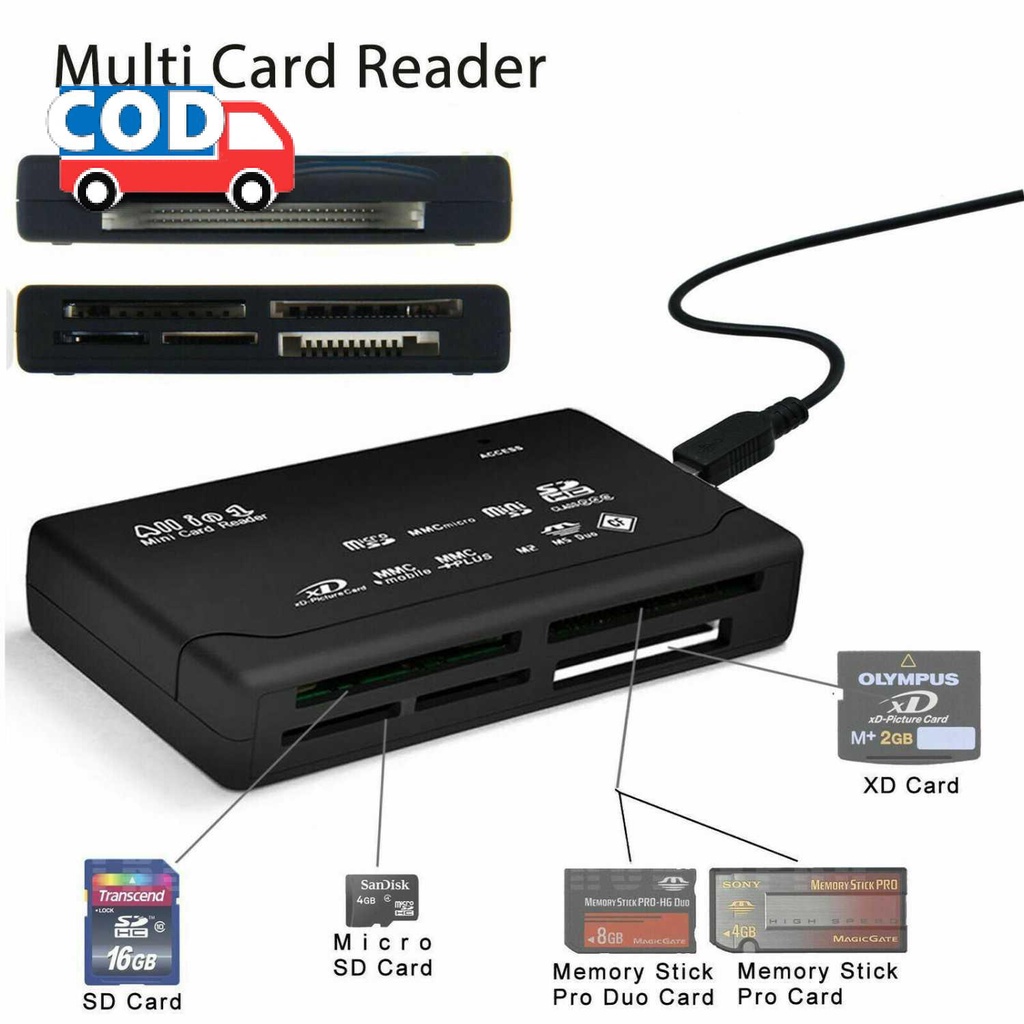 Jual Card Reader Micro SD XD MMC MS CF SDHC TF M2 USB 2.0 Transfer Data ...