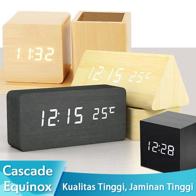 Jual Jam Meja Kayu Led Digital / Digital Wood Smart Alarm Clock ...