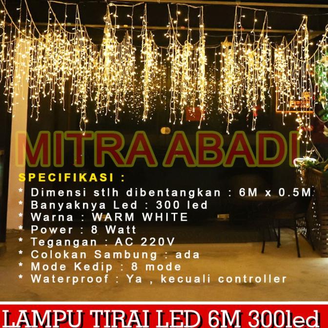Jual Lampu Natal Tirai LED 300 LED Ukuran 6m x 0.5m | Shopee Indonesia