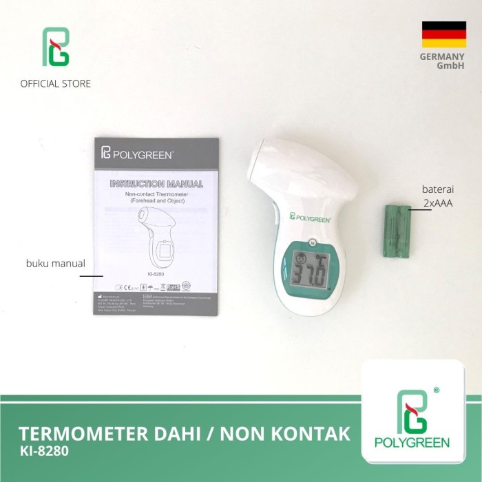 Jual NEW TERMOMETER DAHI DAN BENDA NON KONTAK POLYGREEN KI 8280 ...
