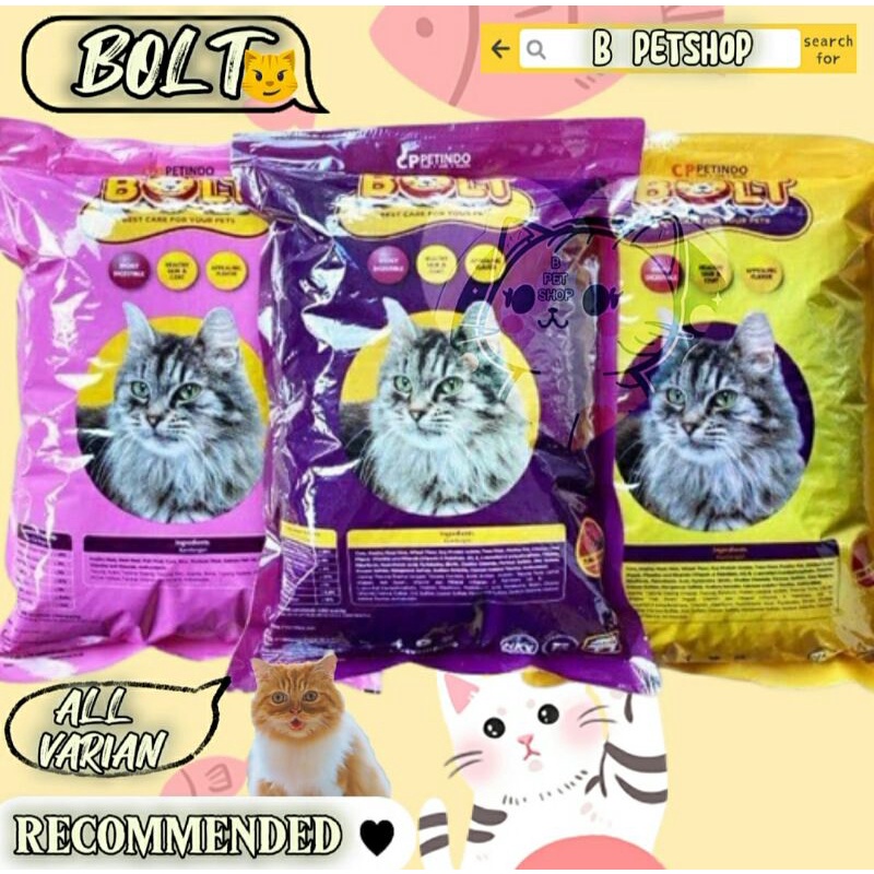 Jual Makanan Kucing 1kg Merk BOLT 1 KG Dry Cat Food Pakan Kucing Kering ...