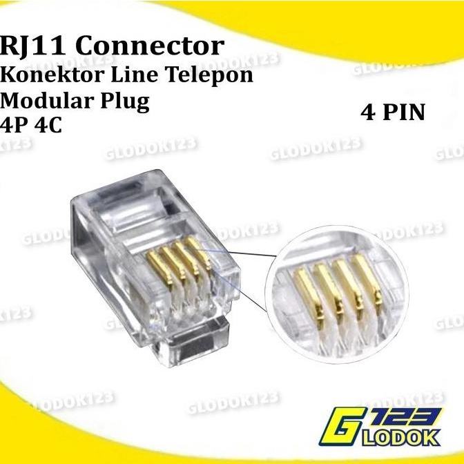 Jual Connector RJ11 Jack Telephone Line 4 Pin Konektor 6P4C Modular ...