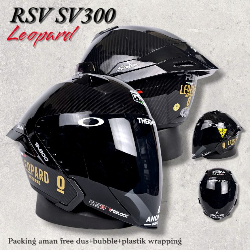 Jual RSV SV300 LEOPARD PAKET GANTENG CARBON GLOSSY| HELM RSV HALF FACE ...