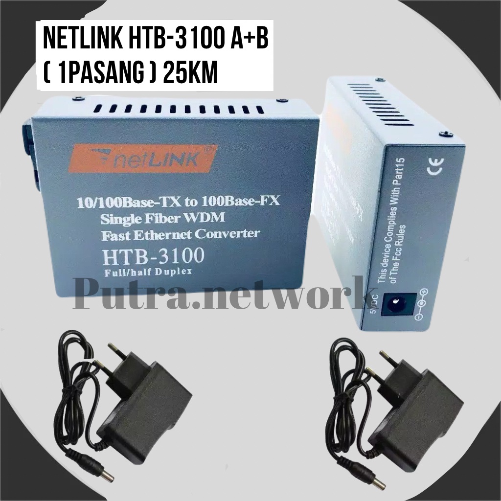 Jual Netlink HTB 3100 Sepasang Media Converter Fiber Optic A+B 25KM | Shopee Indonesia