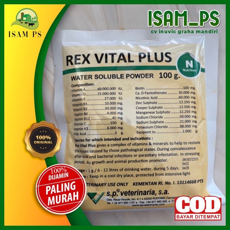 Jual REX VITAL PLUS 100gr(vitamin dosis tinggi ampuh fortevit) | Shopee ...