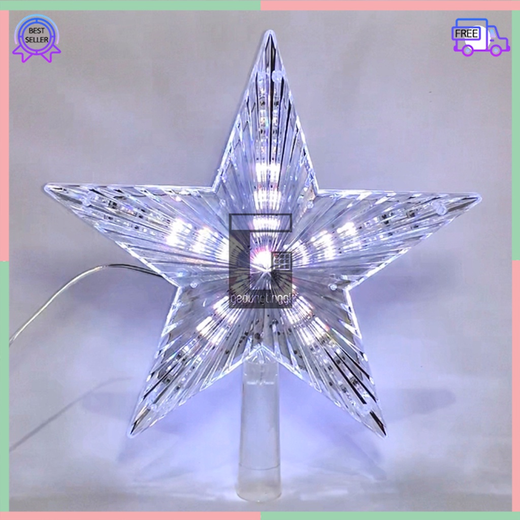 Jual Lampu Bintang Hiasan Pohon Natal Dekorasi Topper Hias Christmas ...