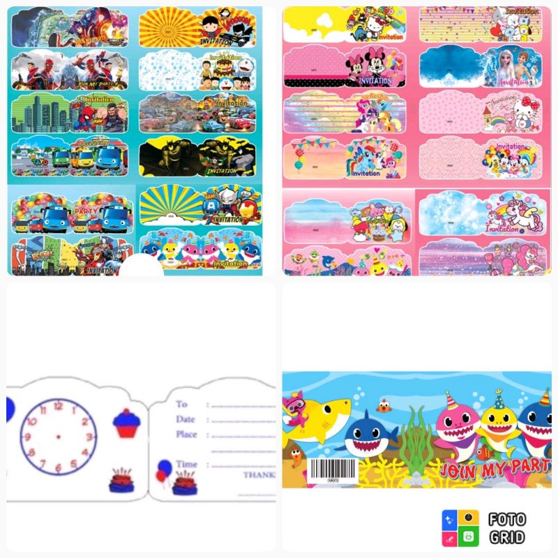 Jual KARTU UNDANGAN LIPAT KARAKTER doraemon cocomelon 1 PAK ISI 20 ...