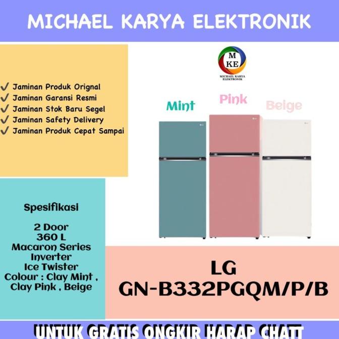 Jual Kulkas LG 2 Pintu Inverter B332PQGM Macaron Mint GN-B332PQGM 360 l ...