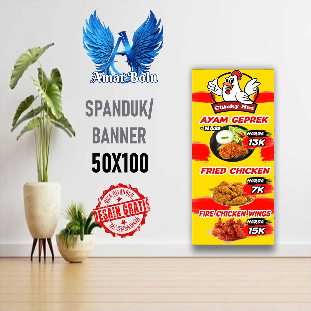 Jual Cetak Spanduk/MMT/BACKDROP/BANNER AYAM GEPREK & FRIED CHICKEN BISA ...