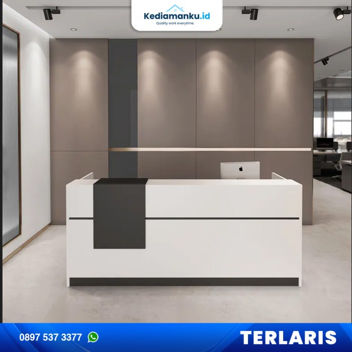 Jual Meja Resepsionis Receptionist Desk Custom Kantor Kasir Backdrop ...