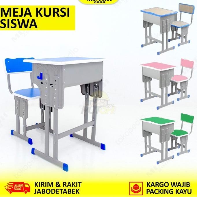 Jual Meja Belajar Meja Kursi Sekolah 1 Set - Biru Original | Shopee ...